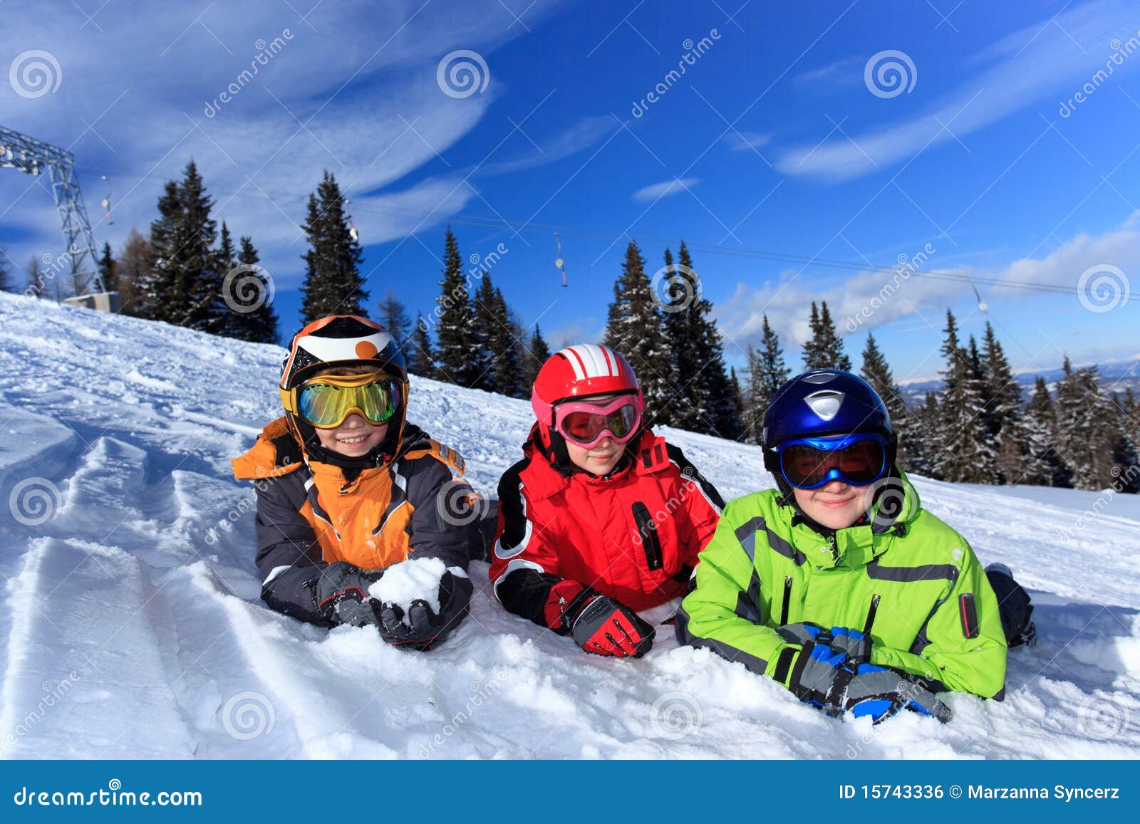 Children playing in snow stock photo. Image of goggles - 15743336