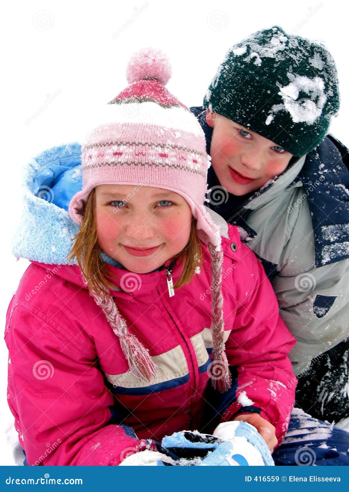 Children playing in snow stock image. Image of smiling - 416559
