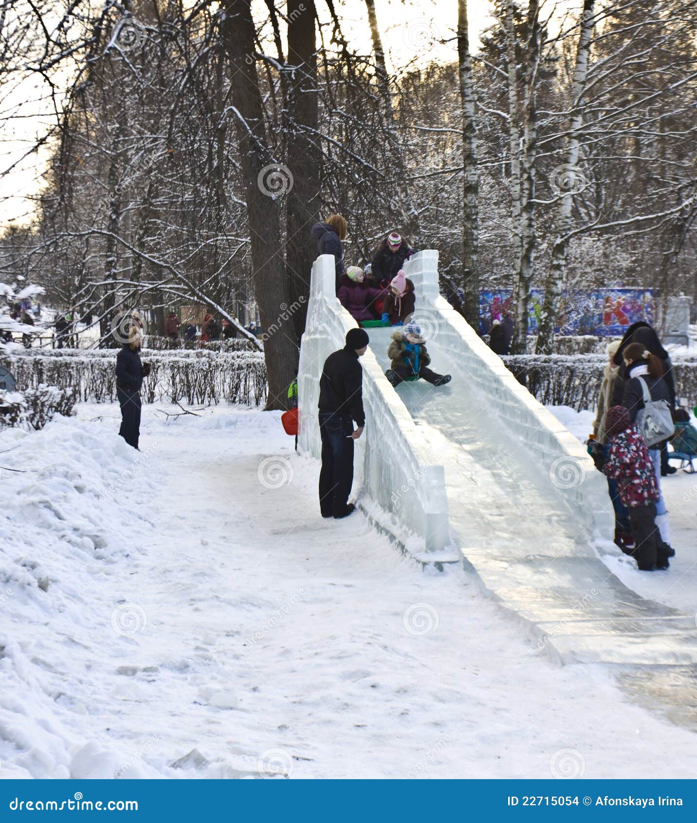 Children, Playing on Snow Hill Editorial Stock Image - Image of tree ...