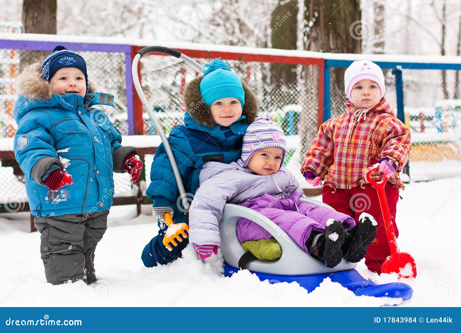 Children Playing in Snow Outdoor Stock Photo - Image of kids, boys ...
