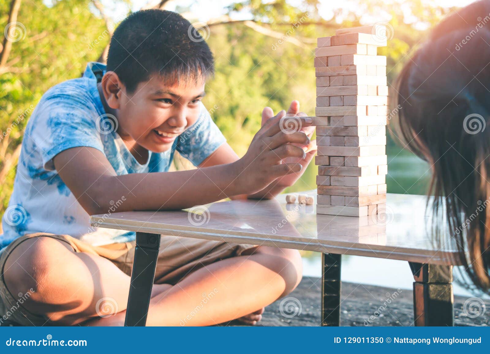 Children are Playing Stack High Games. Stock Photo - Image of happy ...