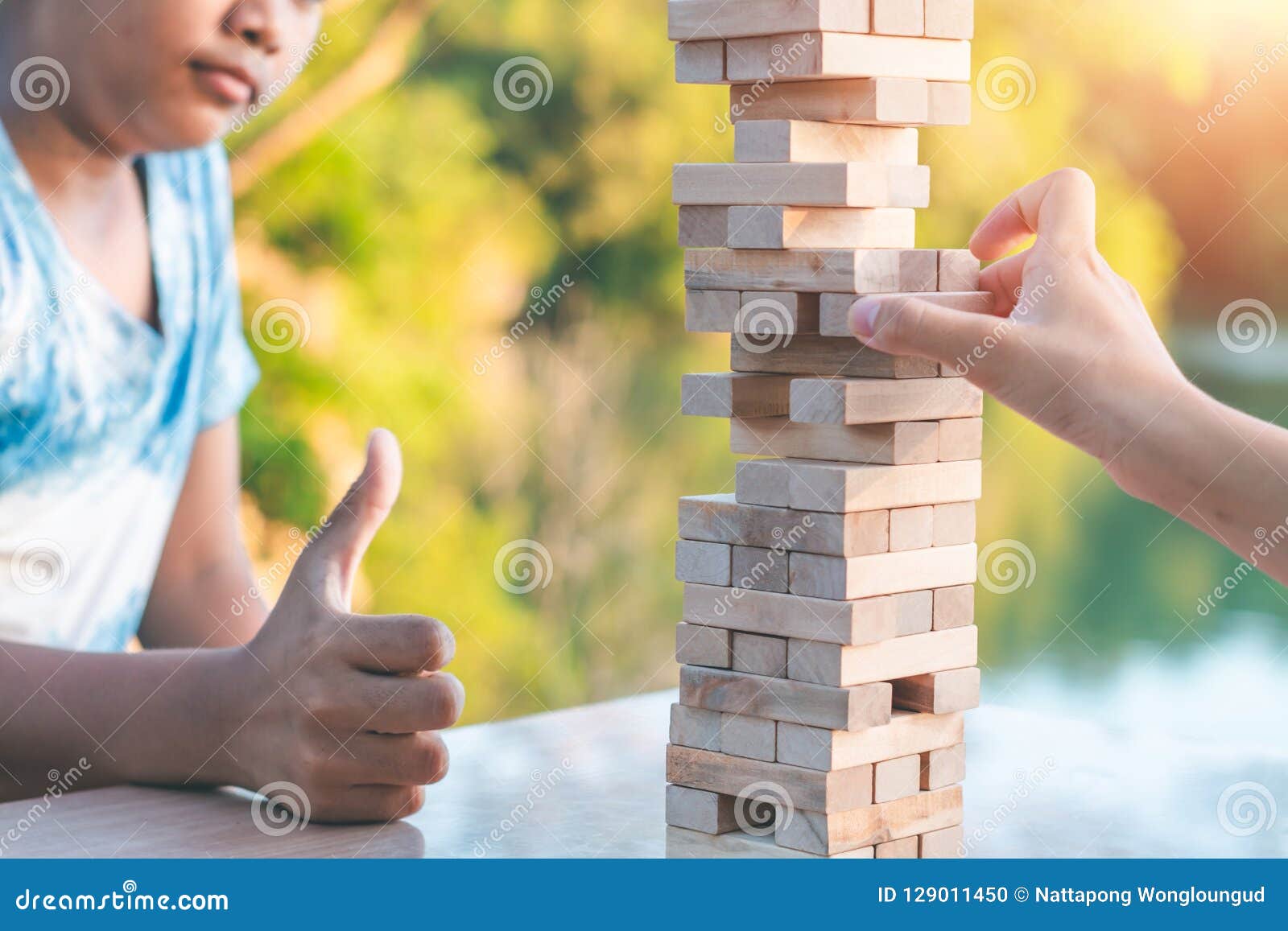 Children are Playing Stack High Games. Stock Photo - Image of playing ...