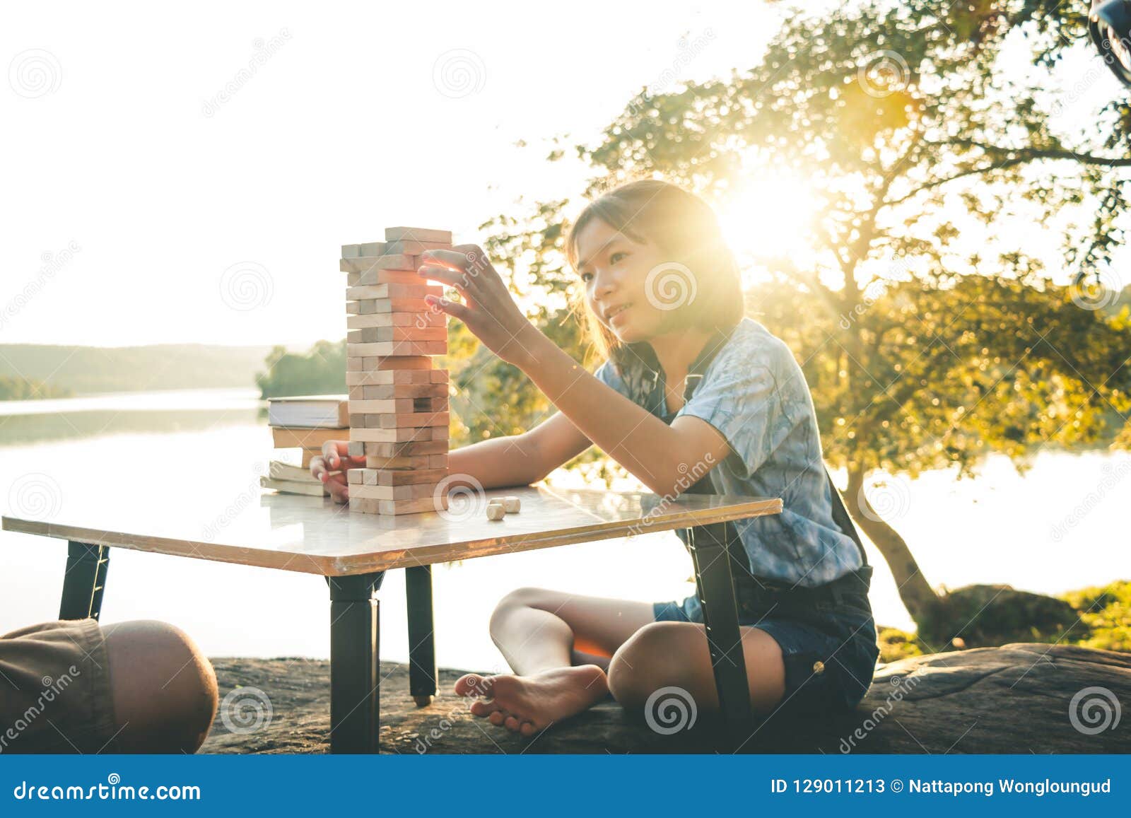 Children are Playing Stack High Games. Stock Image - Image of play ...