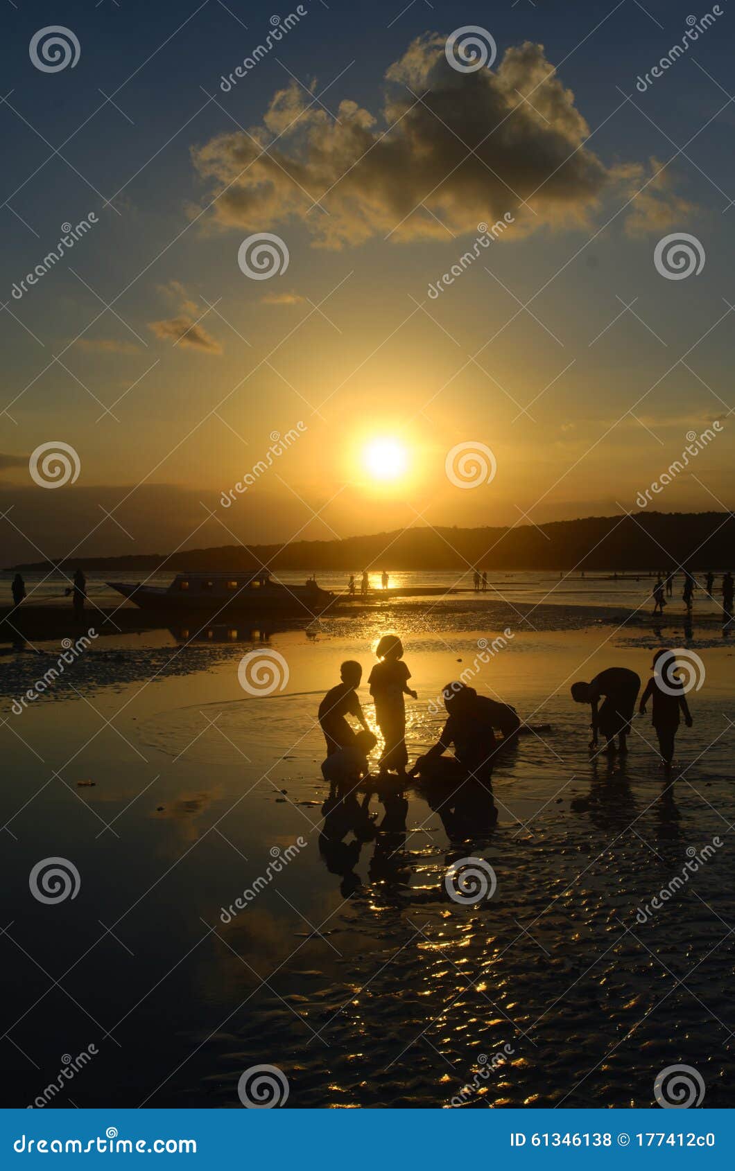 Children Playing at Sunset on the Beach Stock Photo - Image of children ...