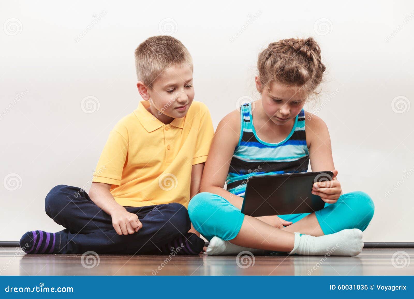 Children Playing on Tablet. Stock Photo - Image of showing, creative ...