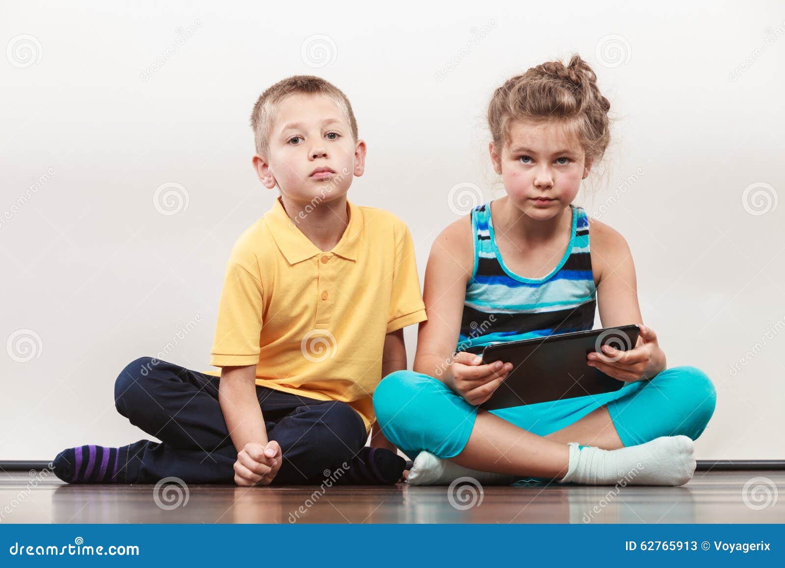 Children Playing on Tablet. Stock Image - Image of showing, connection ...