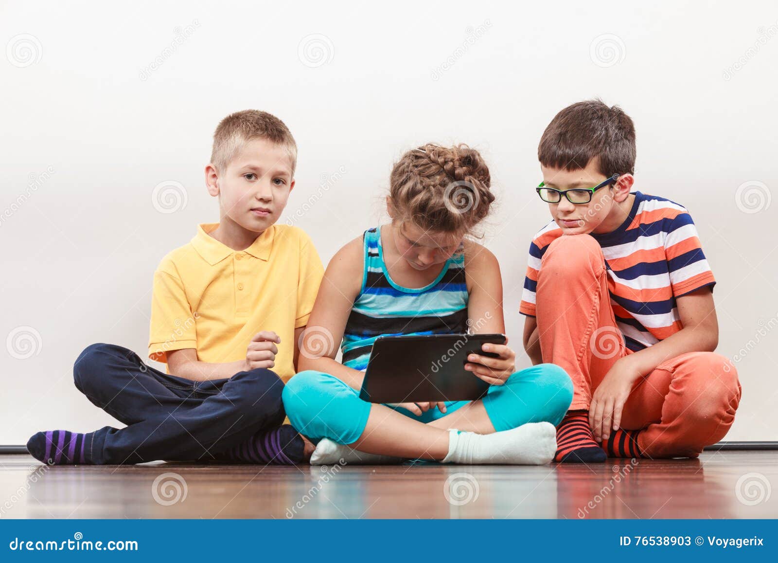 Children Playing on Tablet. Stock Image - Image of internet ...