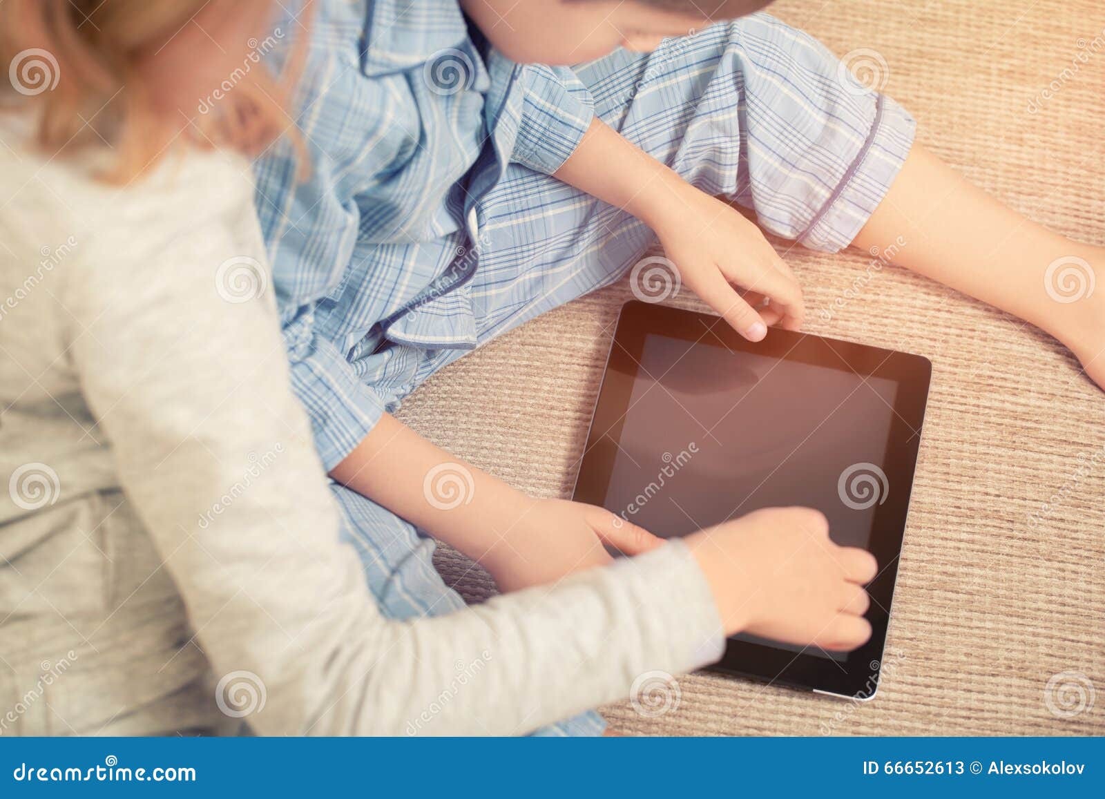 Children Playing with Tablet Pc Stock Image - Image of domestic ...