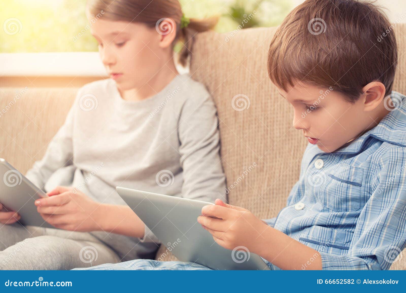 Children Playing with Tablet Pc Stock Photo - Image of digital ...