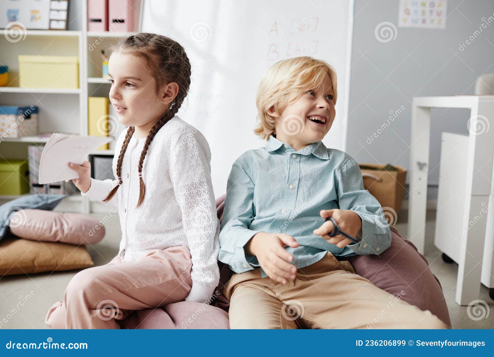 Children Playing Together during a Break Stock Image - Image of sitting ...