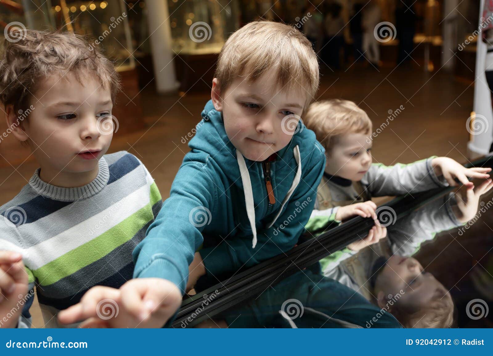Children Playing with Touch Screen Stock Photo - Image of human ...