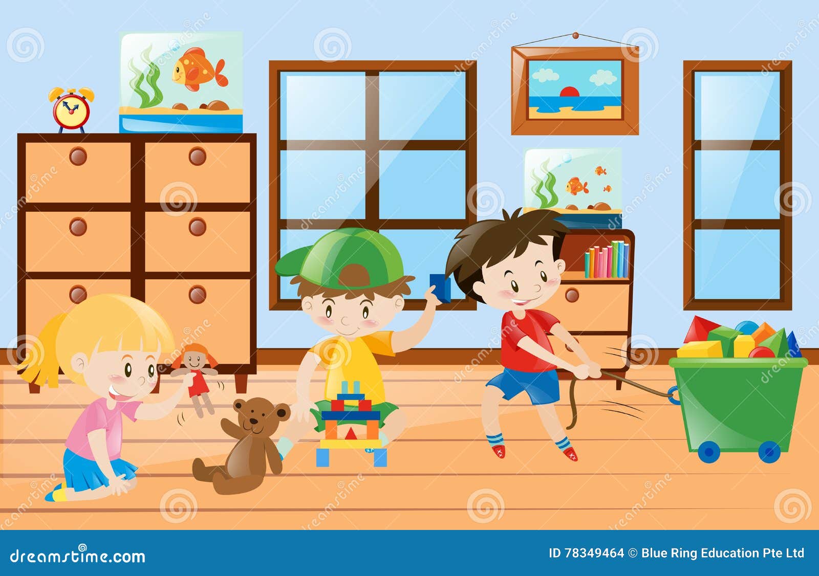Kids Playing Indoors Clipart