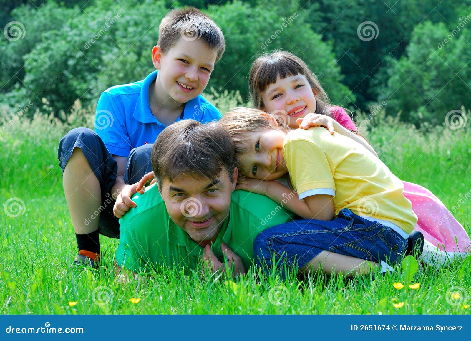 Children Playing with Uncle Stock Photo - Image of outside, child: 2651674