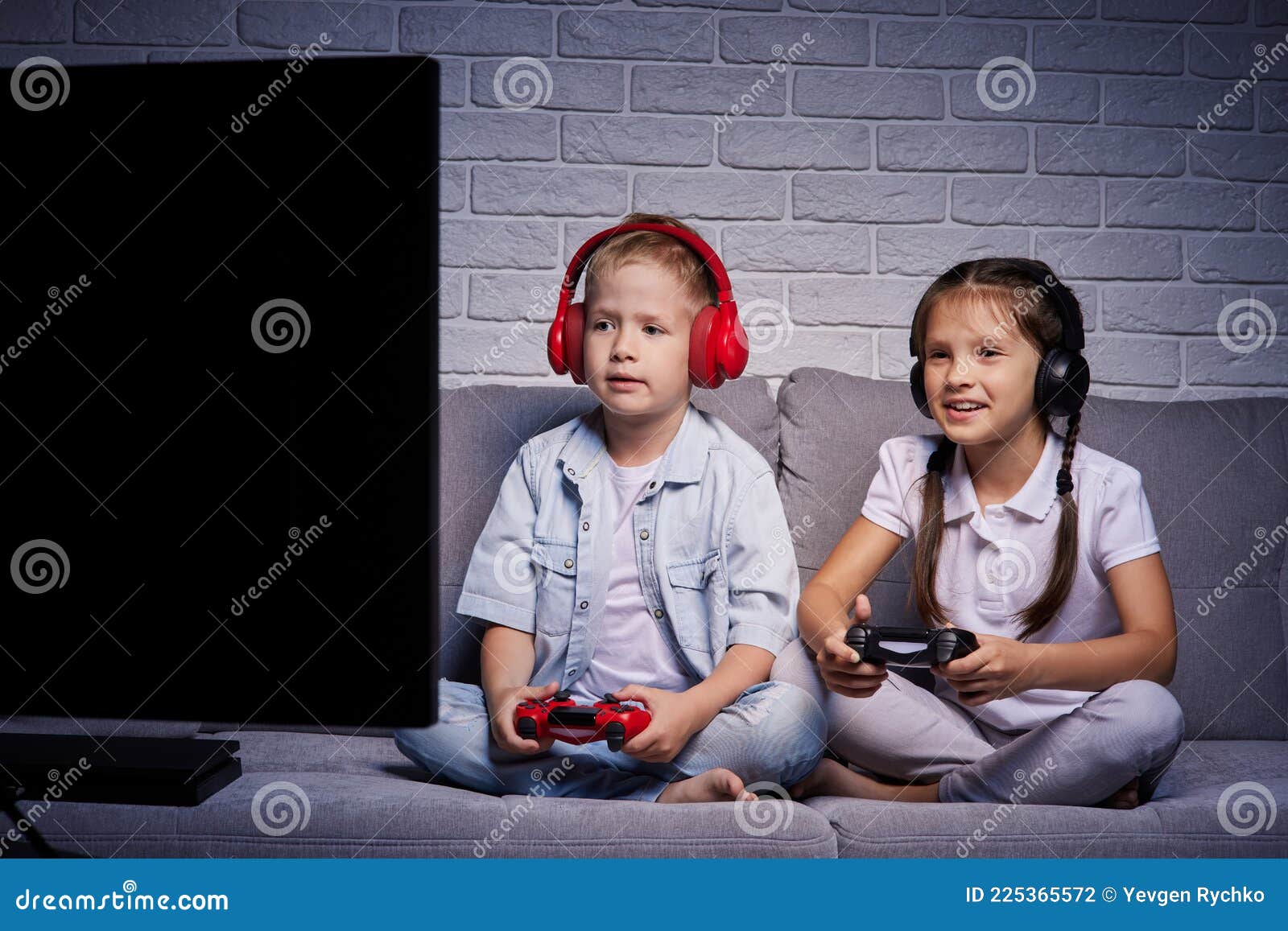 Children Playing Video Game with Game Console Stock Photo - Image of ...