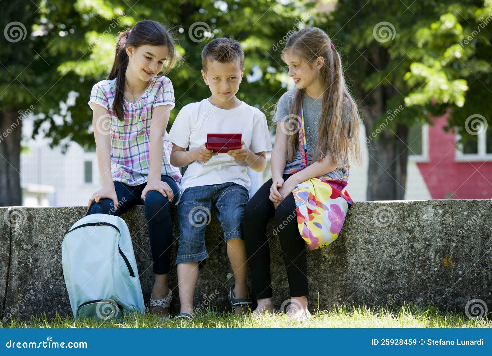 Children Playing Video Games Outdoors Stock Image - Image of leisure ...