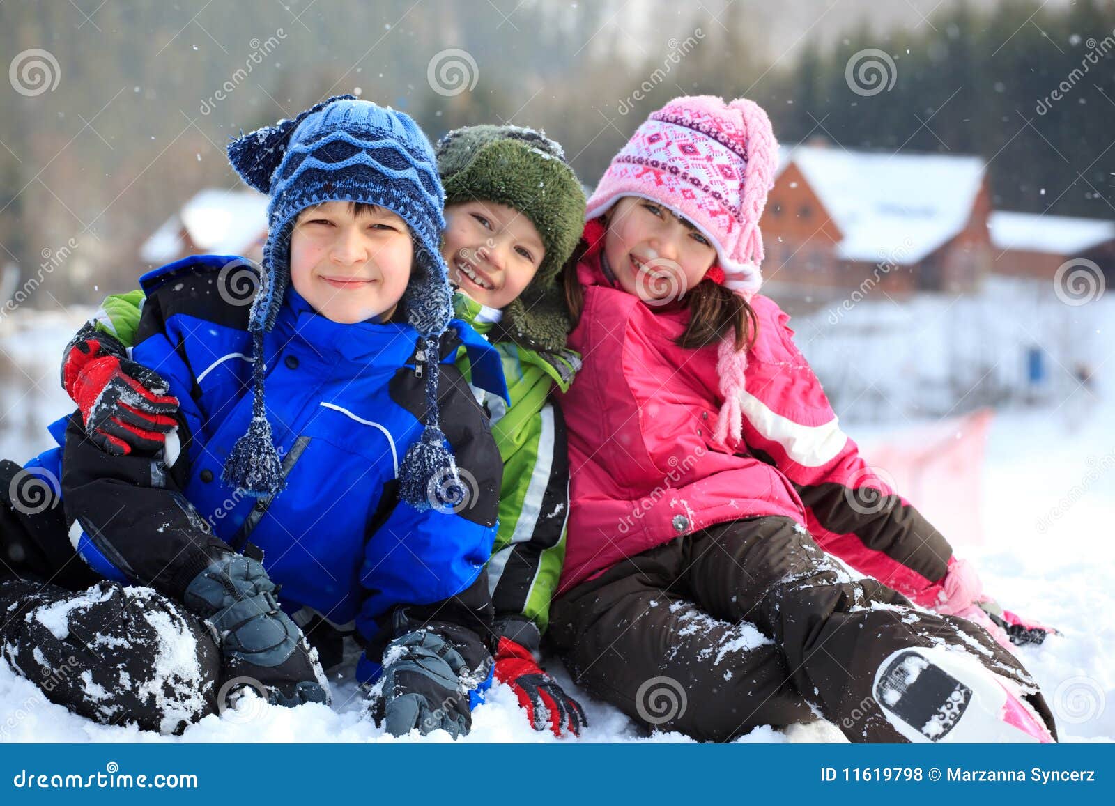 Children playing in winter stock photo. Image of countryside - 11619798