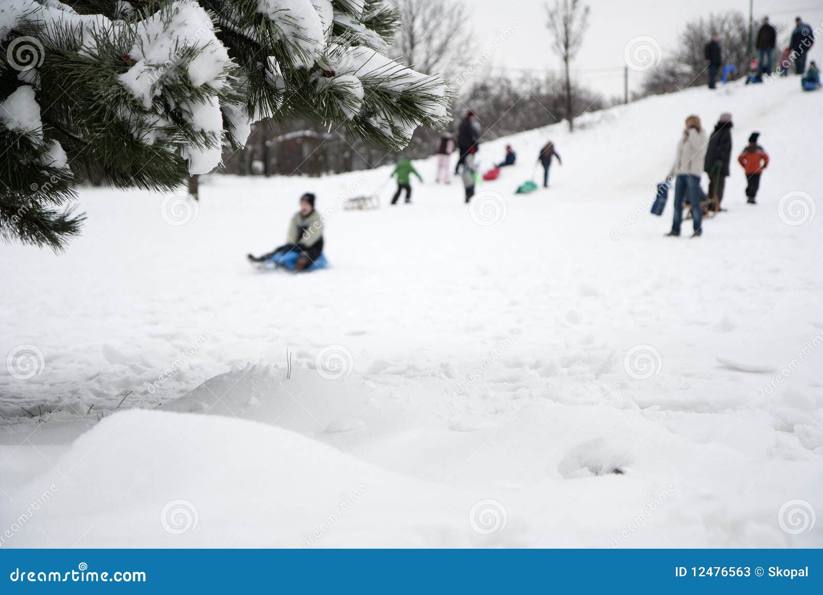 Children playing in winter stock image. Image of hill - 12476563