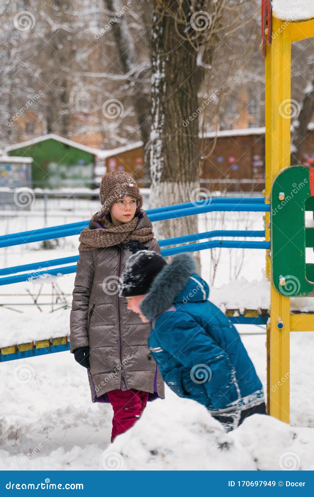 Children Playing in a Winter Games Stock Image - Image of merry, joyous ...