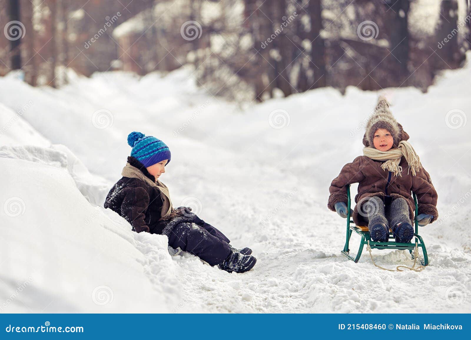 Children Playing Winter Games Stock Photo - Image of cold, background ...