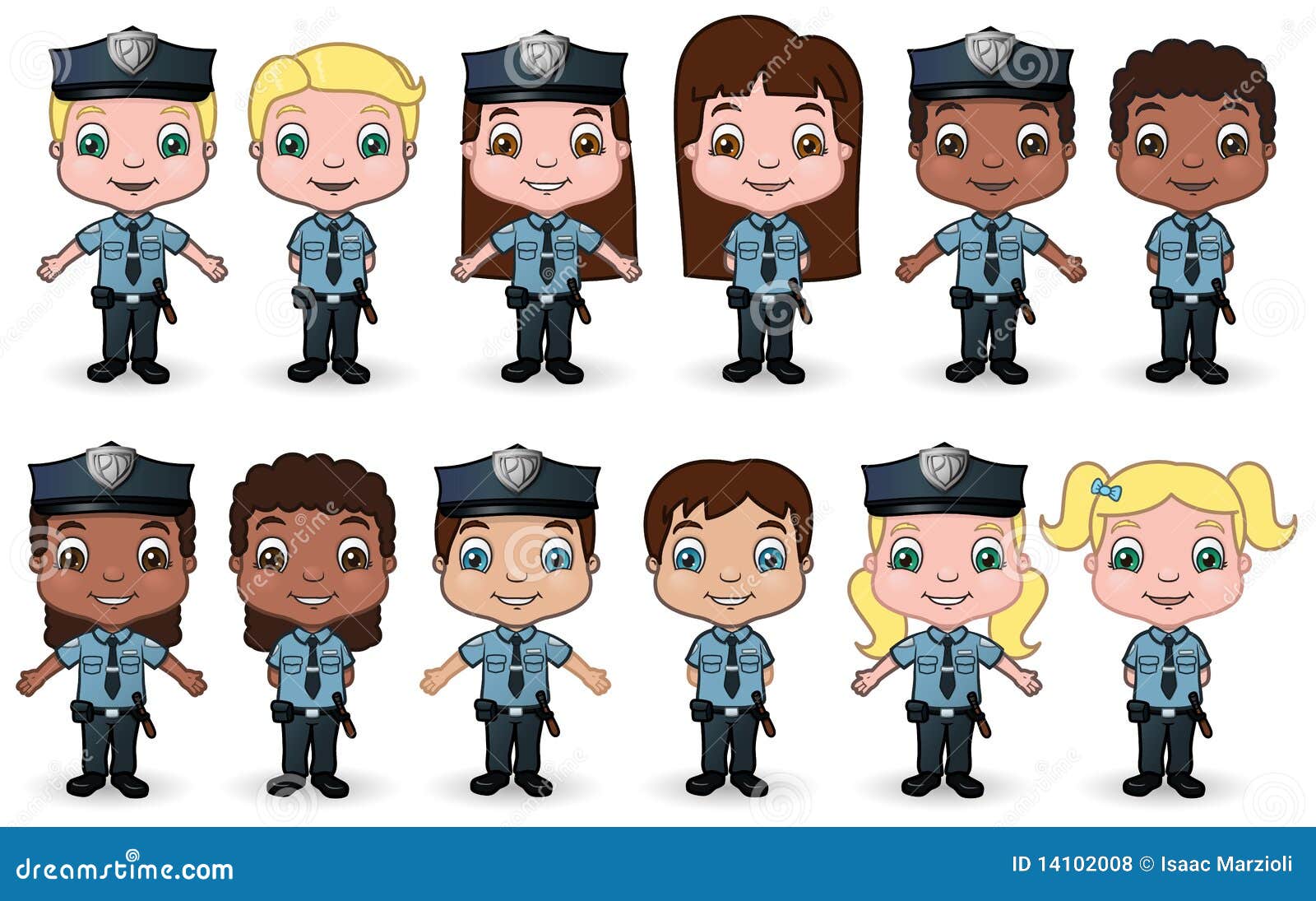 Policewoman Of Children Cartoon Vector | CartoonDealer.com #77307909