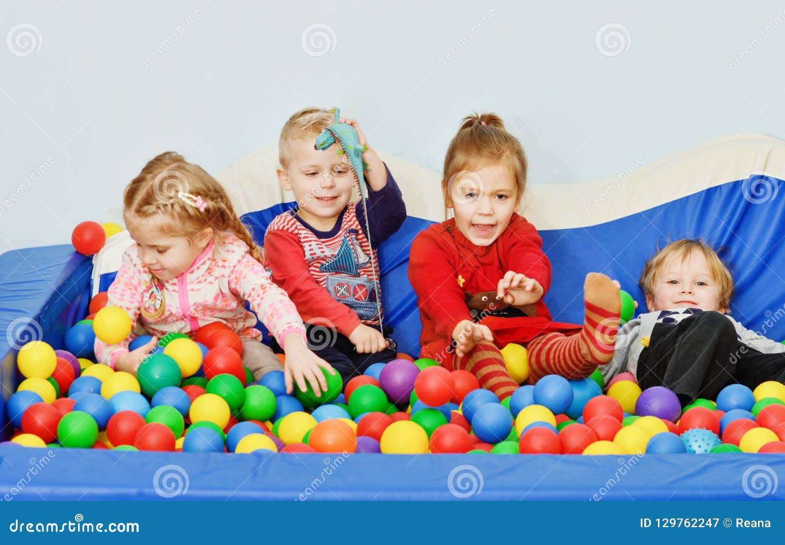 Children in Pool with Balls Stock Image - Image of childhood, children ...