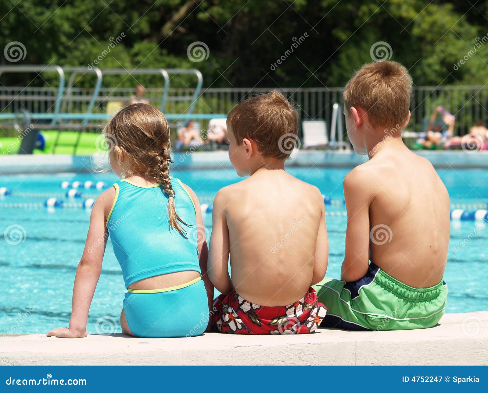 Children at pool s edge stock image. Image of leisure - 4752247