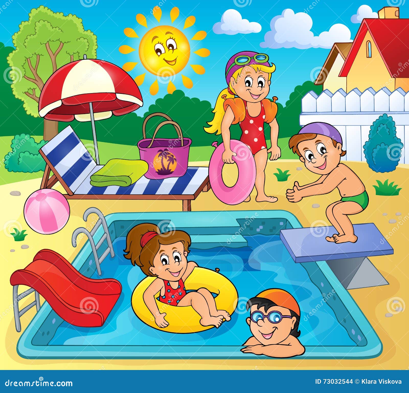 Children by Pool Theme Image 2 Stock Vector - Illustration of playing ...