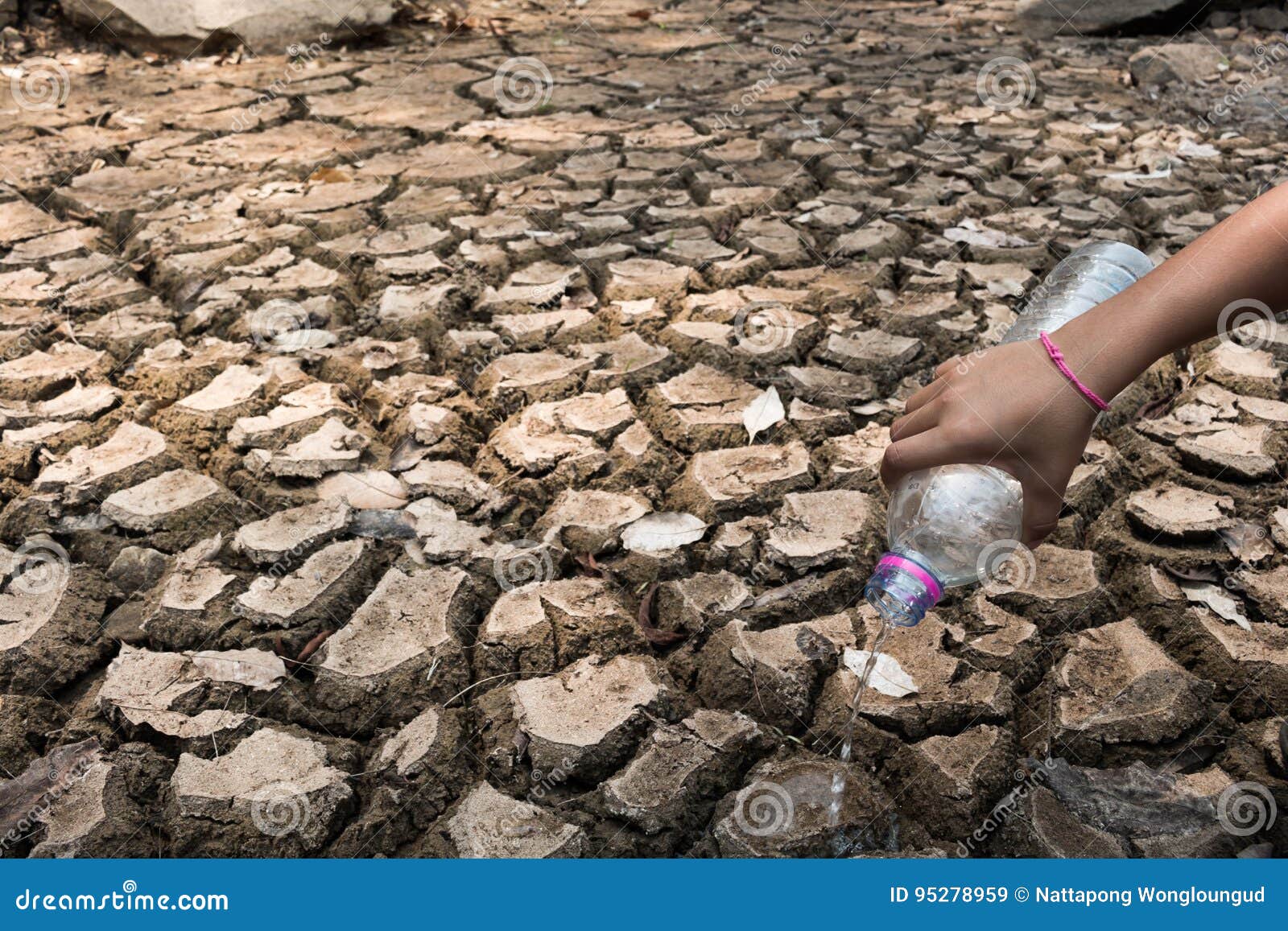 Children Pour Water on the Arid Ground. Stock Image - Image of copy ...