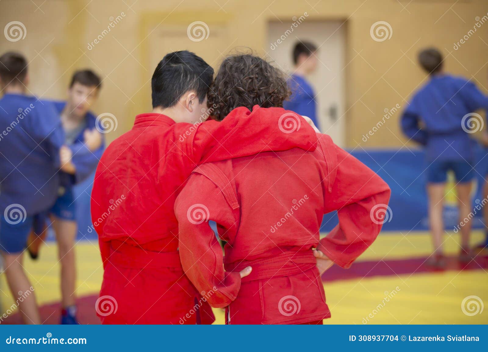 Children practice sambo editorial stock image. Image of uniform - 308937704