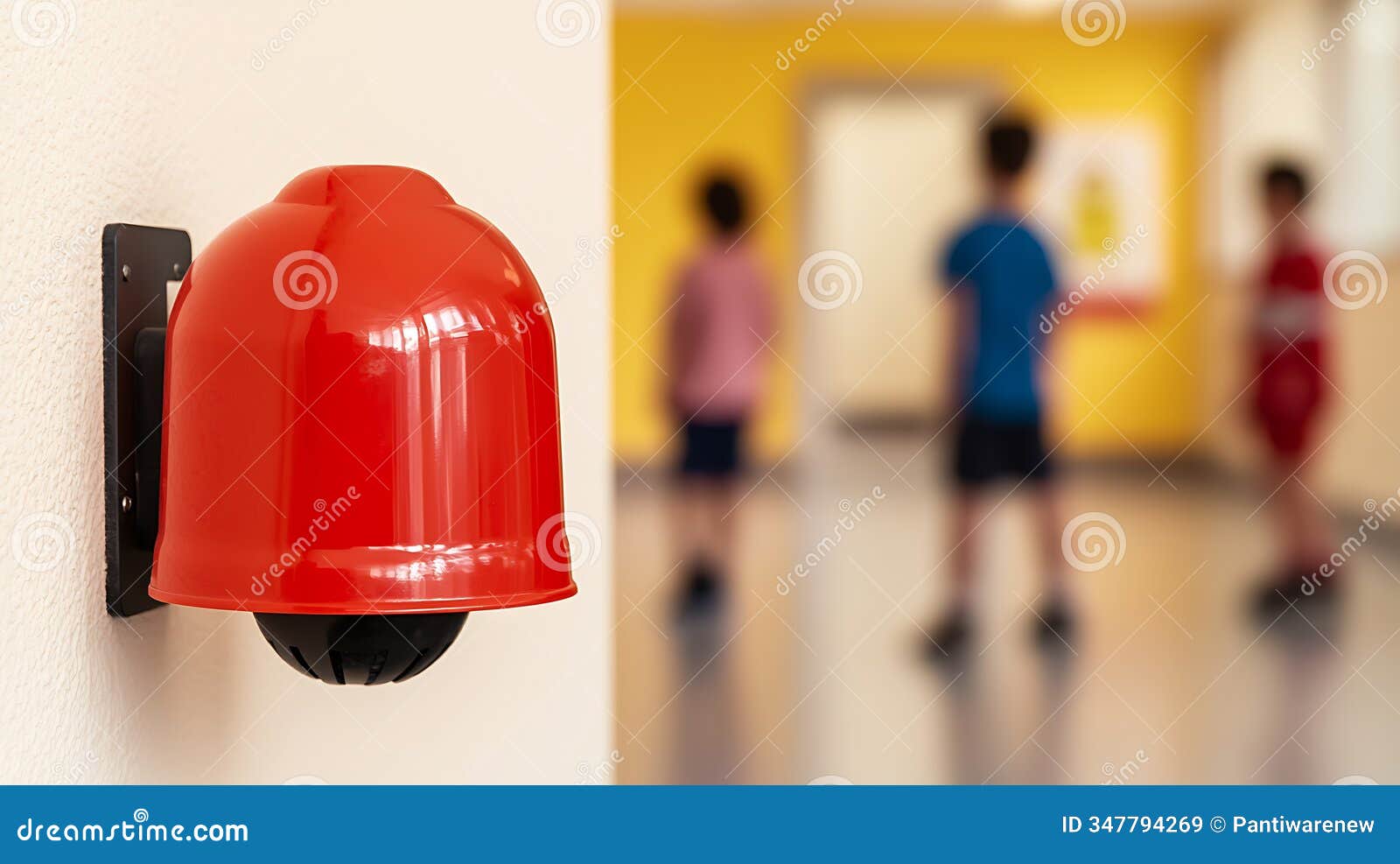 Children Practicing Fire Drill with Active Alarm Stock Illustration ...