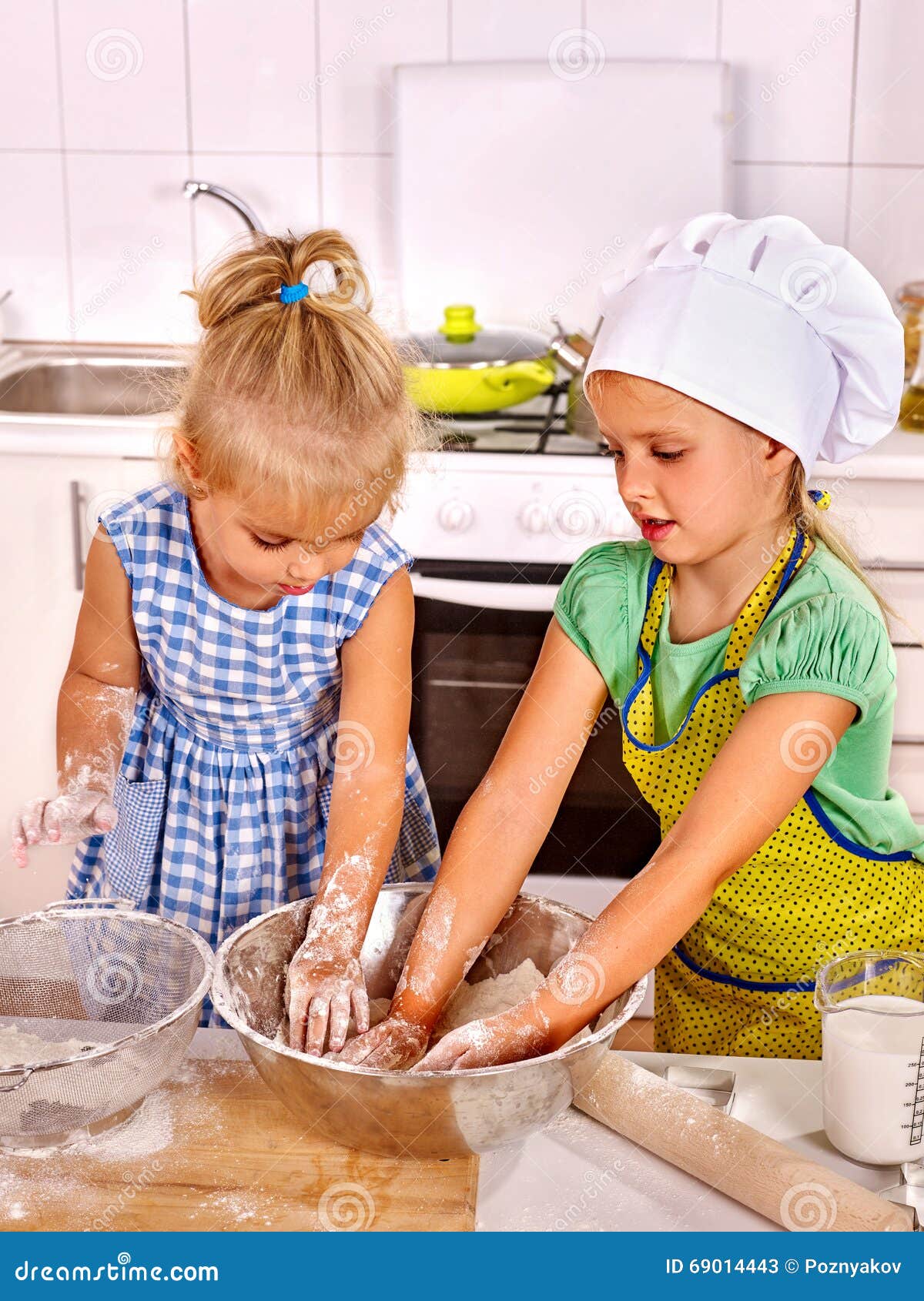 Children Preparing Breakfast at Kitchen Stock Image - Image of orange ...