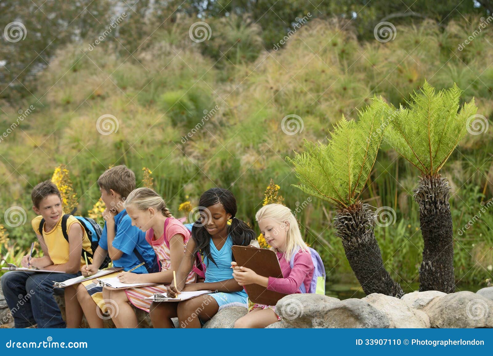 Children Preparing Notes during Field Trip Stock Photo - Image of ...