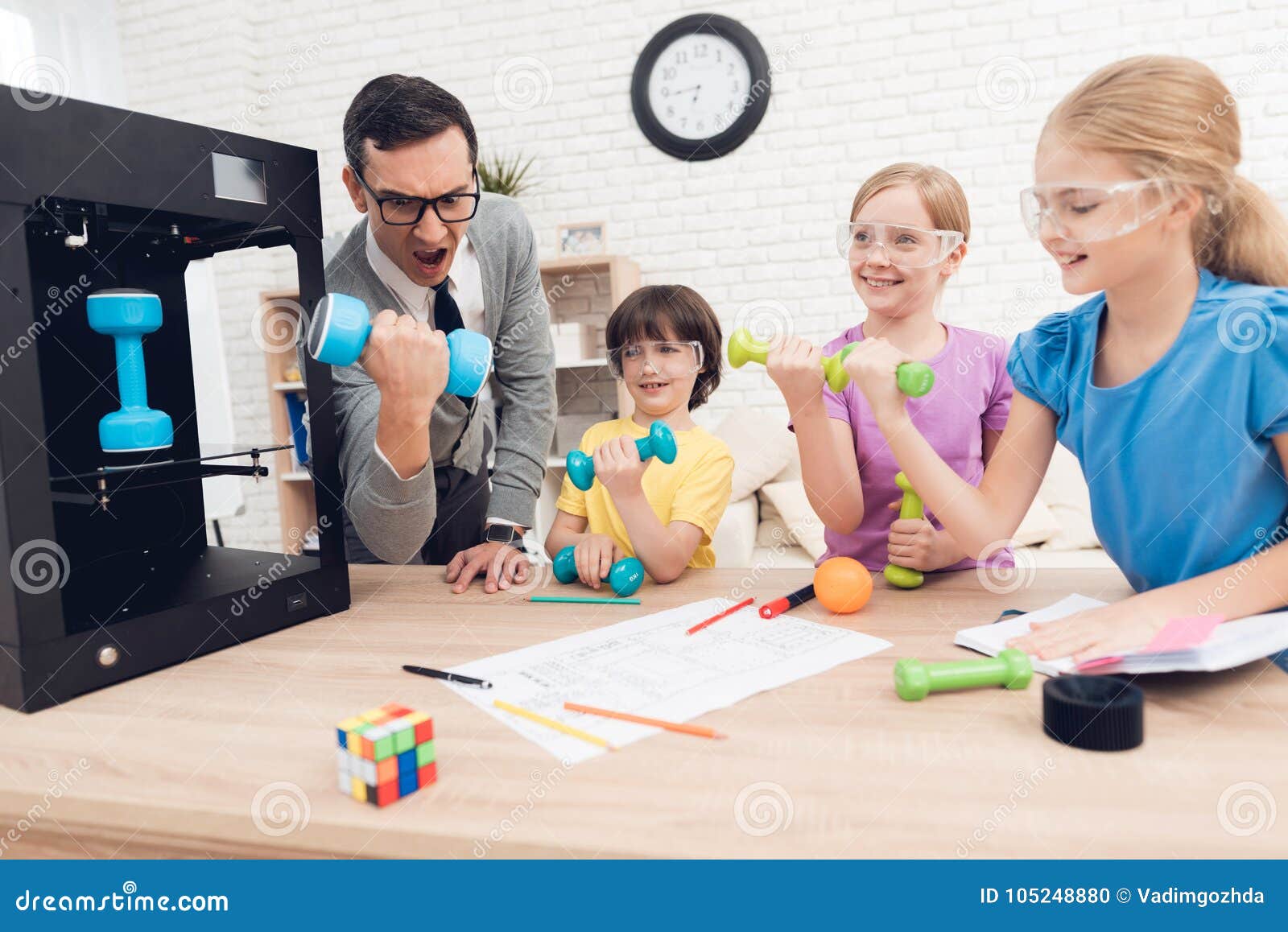 Children Print Different Items on a 3d Printer with a Teacher ...