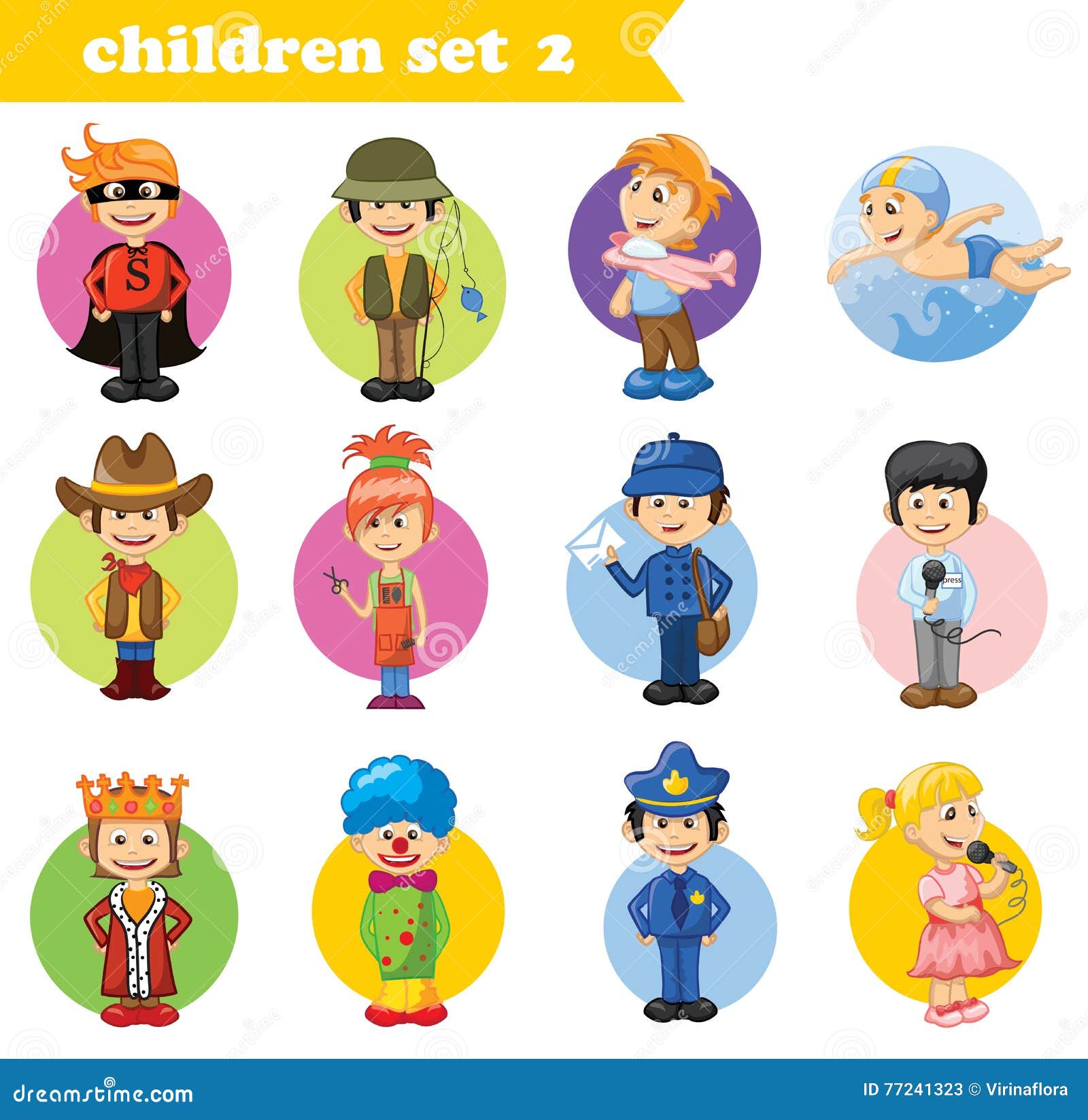 Children professions set stock vector. Illustration of manager - 77241323