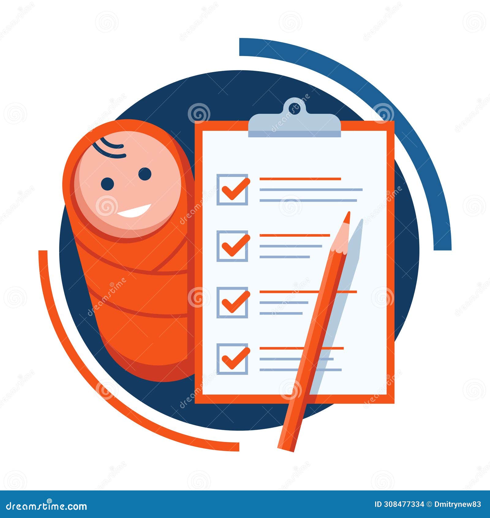 Children Program Icon - Little Baby with Checklist Stock Vector ...