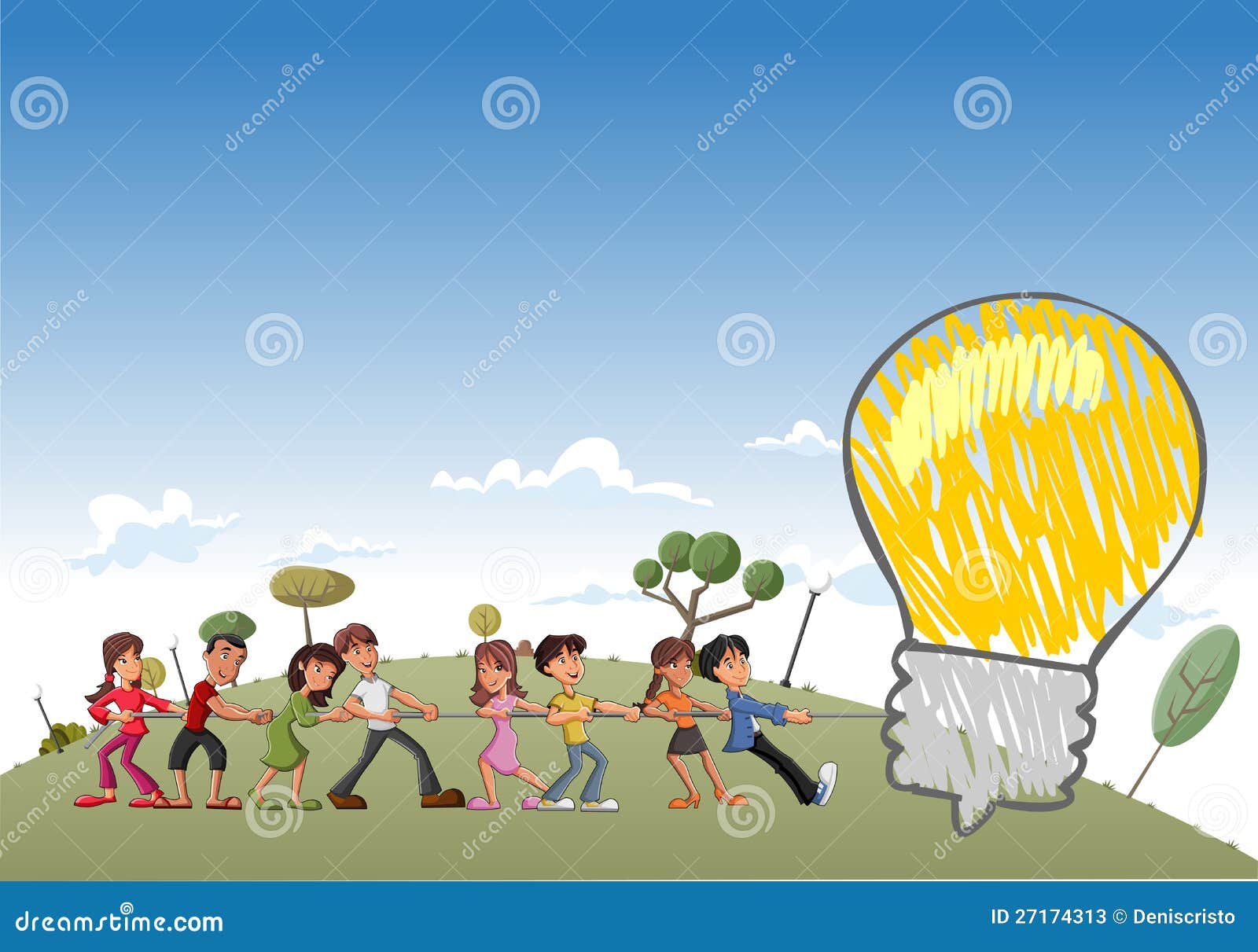 Two Children Pulling Sledge. Stock Illustration | CartoonDealer.com ...