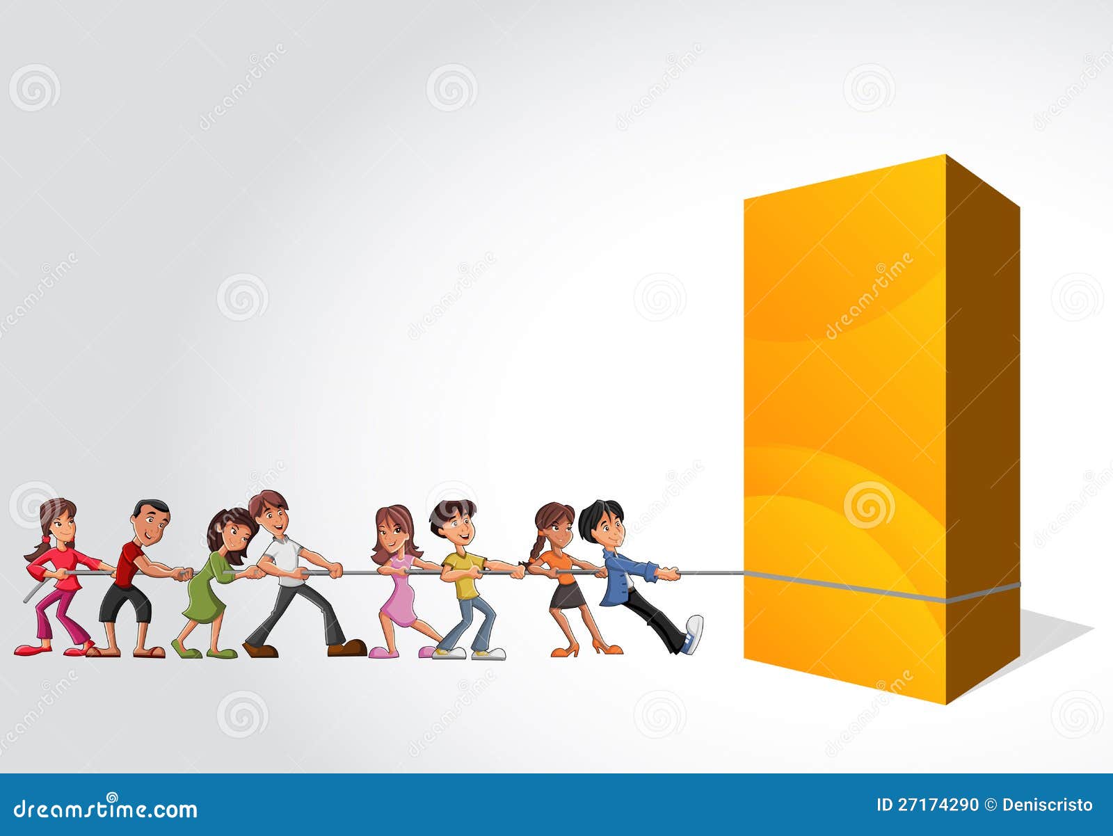 Children Pulling a Big Yellow Box Stock Vector - Illustration of drag ...