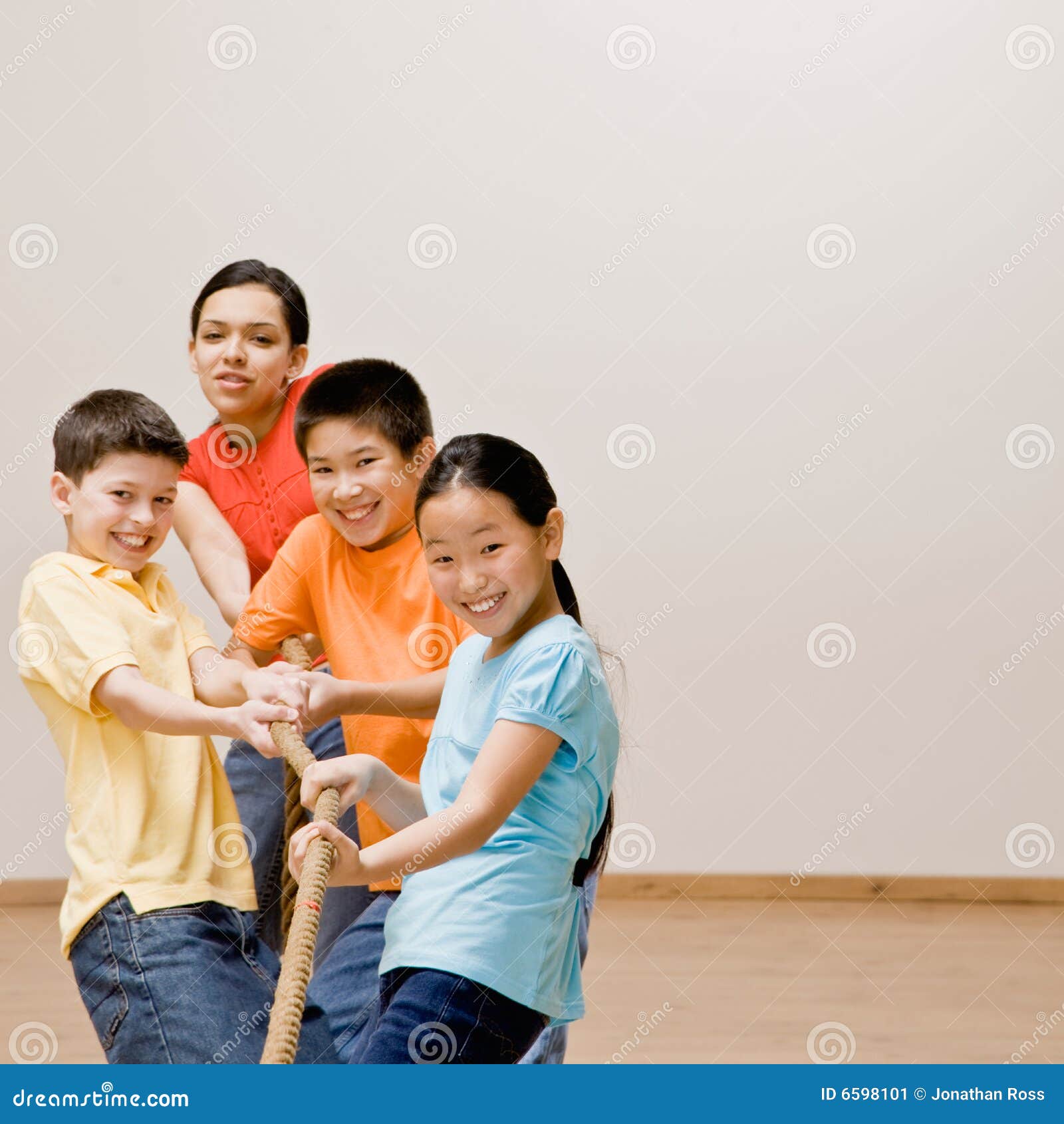 Children Pulling on Rope in Tug-of-war Stock Image - Image of ...