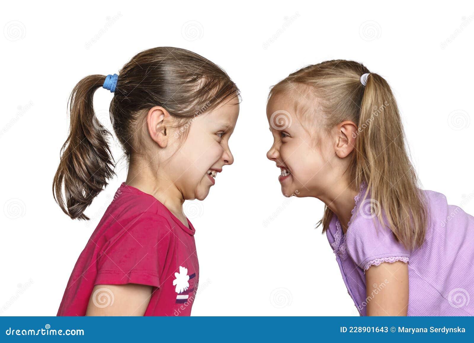 Children Quarrel. Two Sisters are Shouting Stock Image - Image of ...
