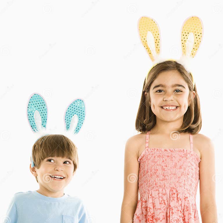 Children in rabbit ears. stock image. Image of rabbit - 2771547