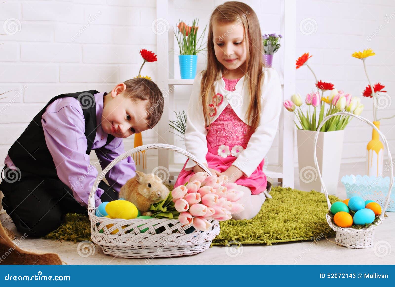 Children with rabbit stock image. Image of babies, children - 52072143