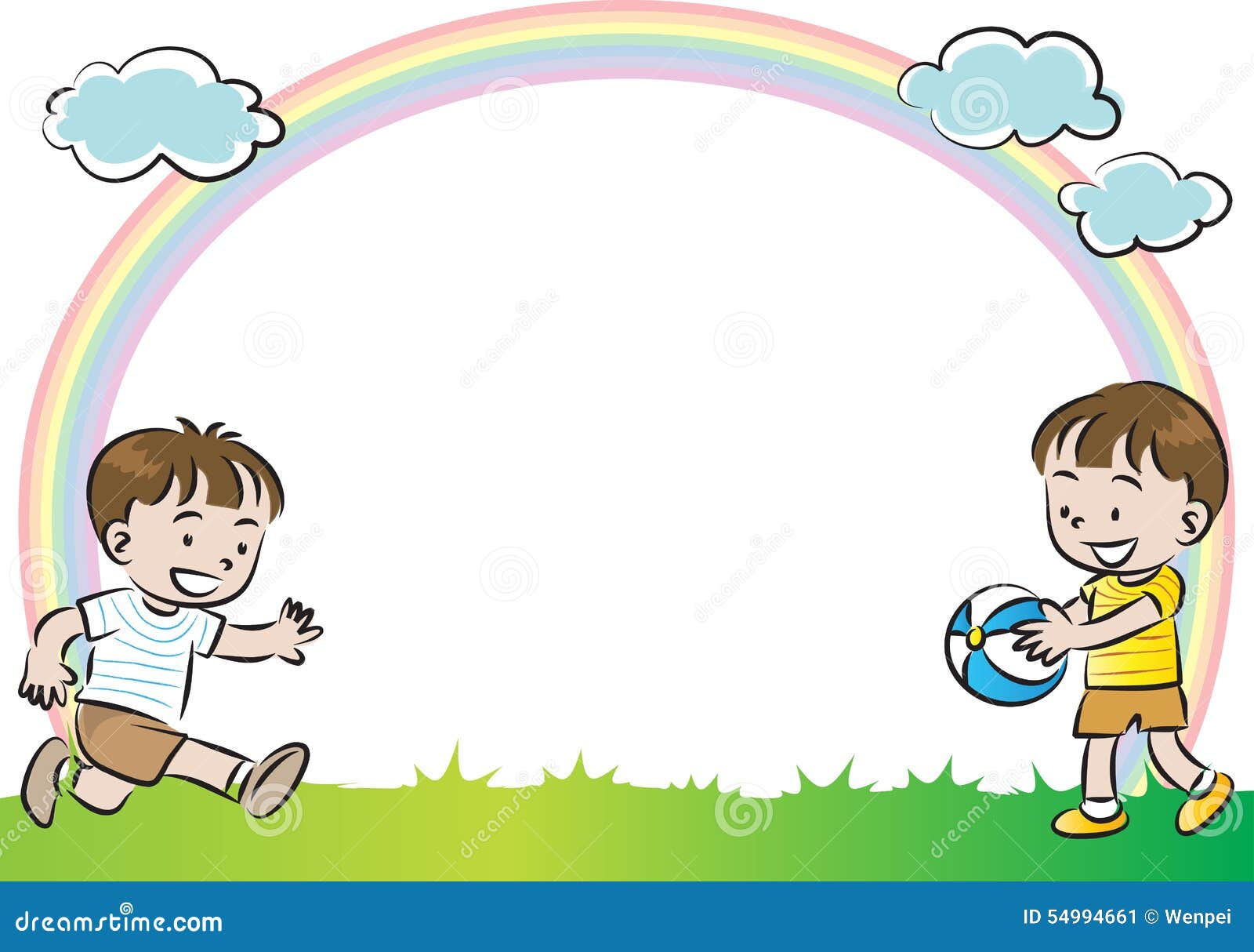 Children with Rainbow in the Background Stock Illustration ...