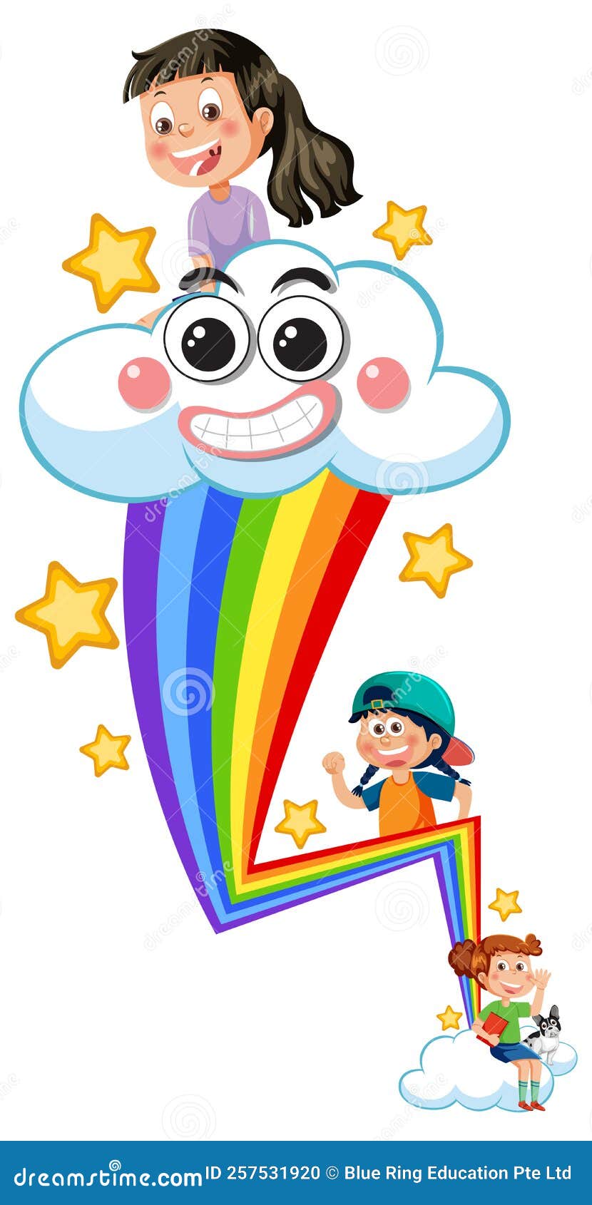 Children on Rainbow in Cartoon Style Stock Vector - Illustration of ...