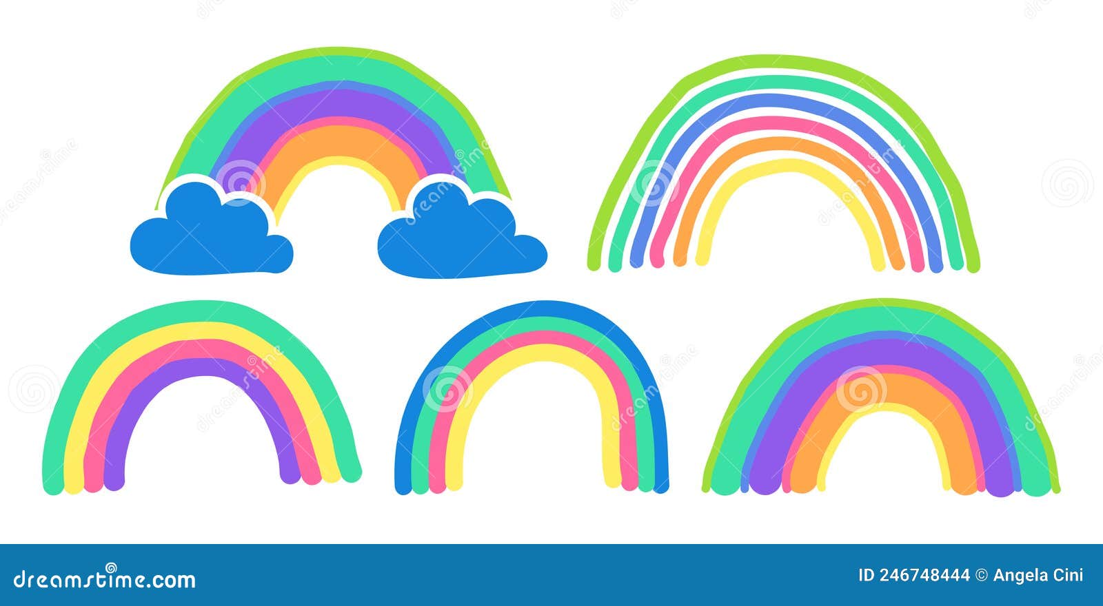 Children Rainbow Colorful Hand Drawn Vector Illustration Stock Vector ...