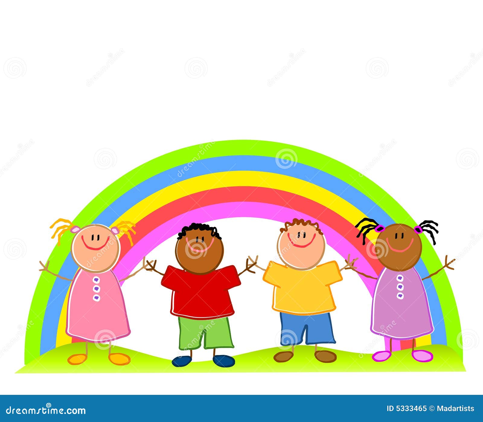 Children with Rainbow Isolated Stock Vector - Illustration of holding ...