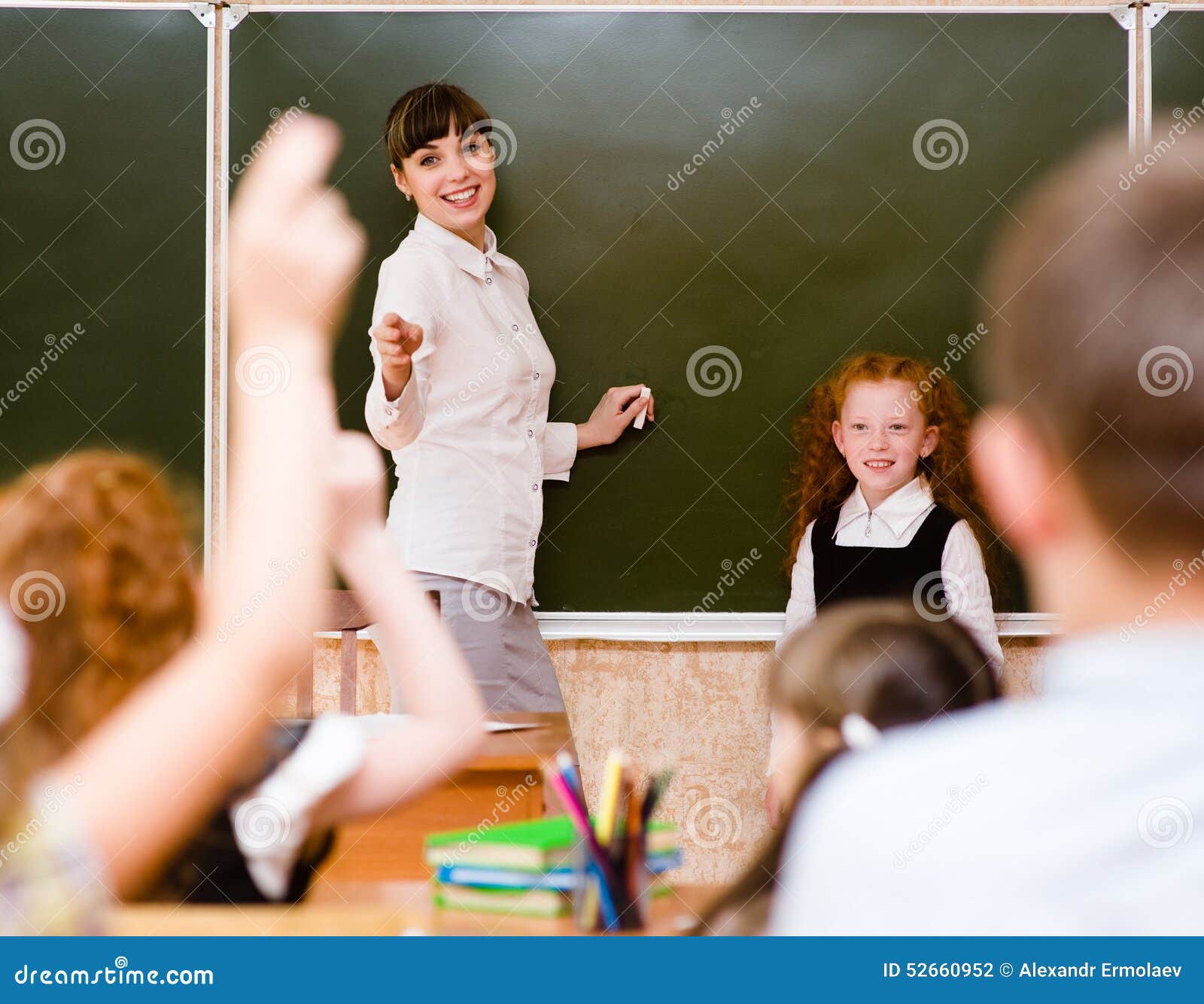 Children Raising Hands In Classroom Royalty-Free Stock Photography ...