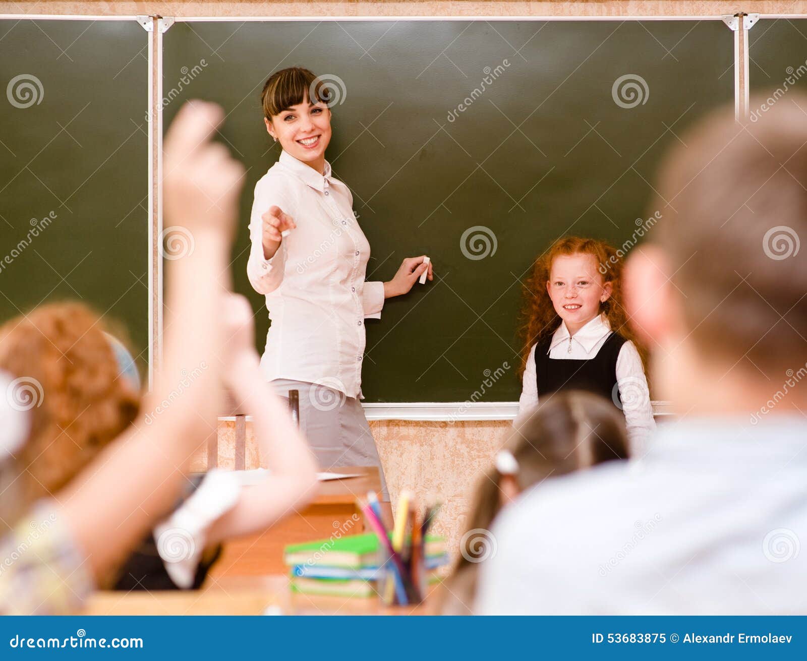 Children Raising Hands Knowing the Answer To the Question Stock Image ...