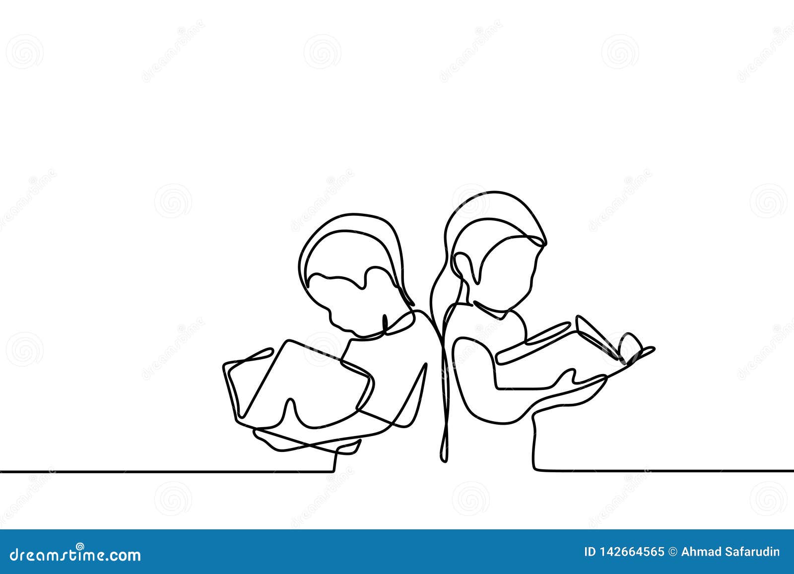 Children Read Book One Continuous Line Drawing Education Theme Stock ... Children Read Book One Continuous Line Drawing Education Theme Stock ...