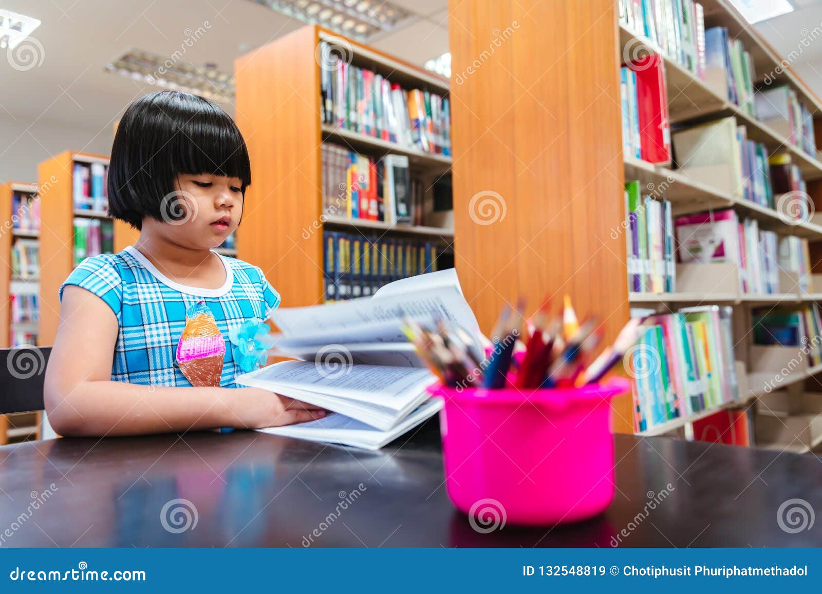 Children Read Books in the Library Stock Image - Image of attractive ...