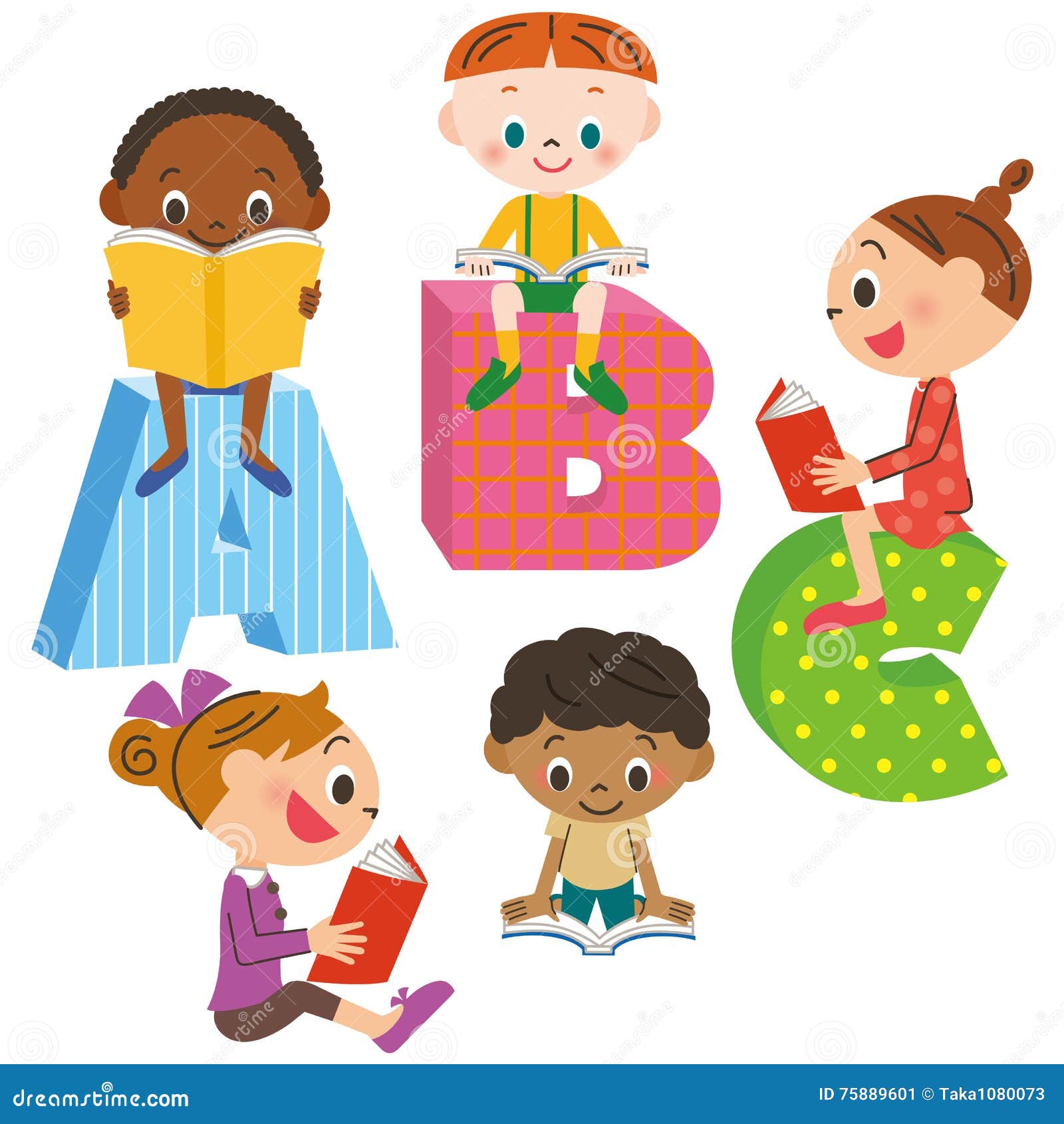Children reading a book stock vector. Illustration of friend - 75889601